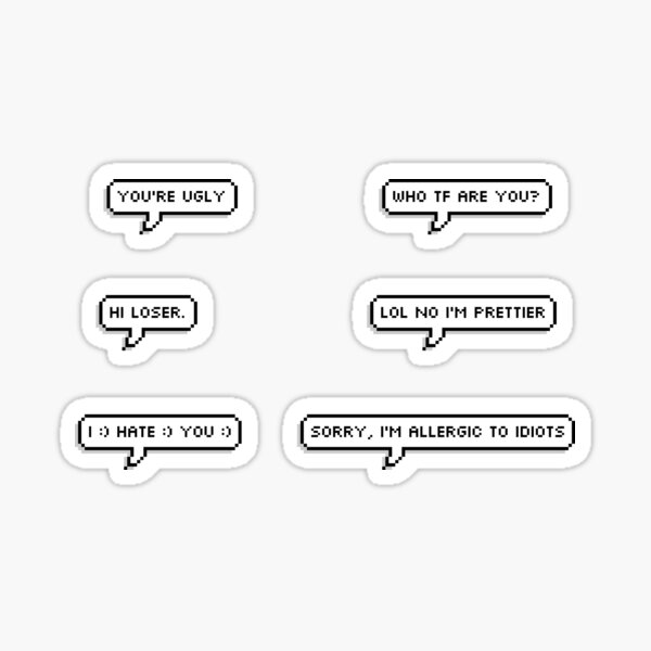 "Sassy mean pixel speech bubble sticker sheet pack" Sticker for Sale by ...