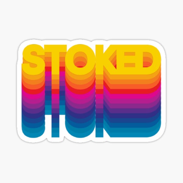 "stoked colorful rainbow words" Sticker for Sale by kitakubu | Redbubble