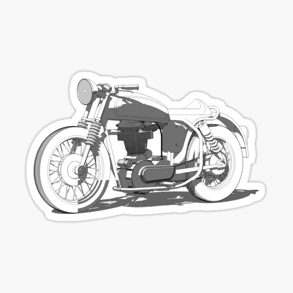 Sketchy Retro Cafe Racer Sticker For Sale By Pupalexart Redbubble