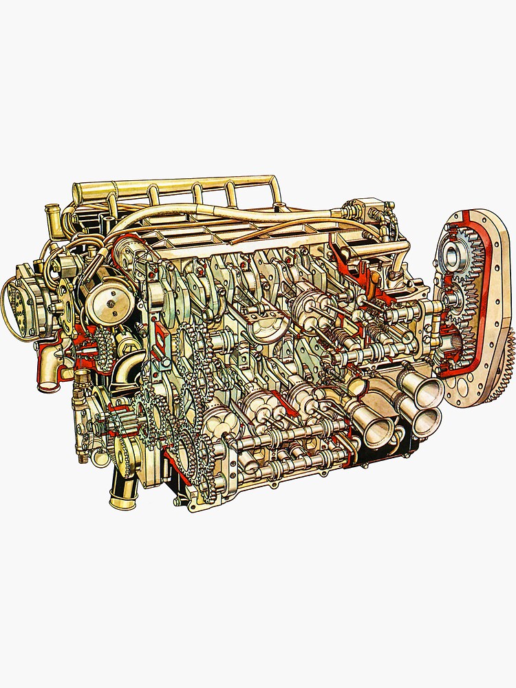 "British vintage grand prix V16 3 litre engine BRM P75 H16. Cutaway ...