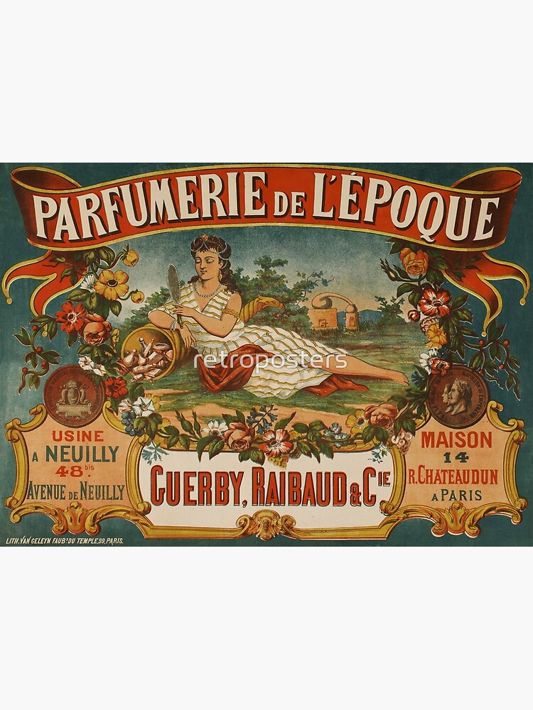 "PARFUMERIE DE L' EPOQUE France 1872 Vintage Perfume Advertising Poster ...