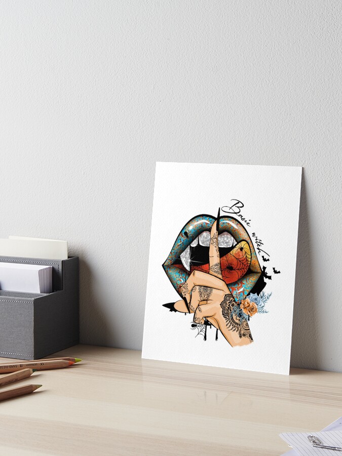 "Halloween Floral Basic Witch Hush Lips" Art Board Print for Sale by ...