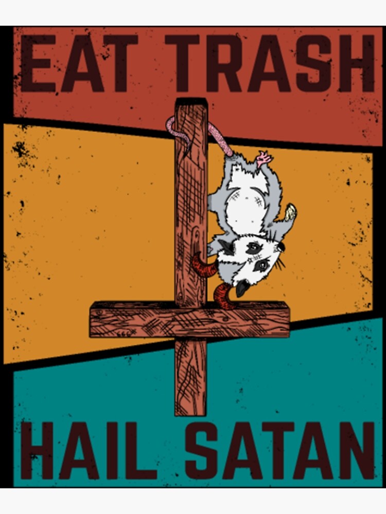 "Eat Trash Hail Retro Possum Demon Occult Baphomet" Art Print for Sale ...