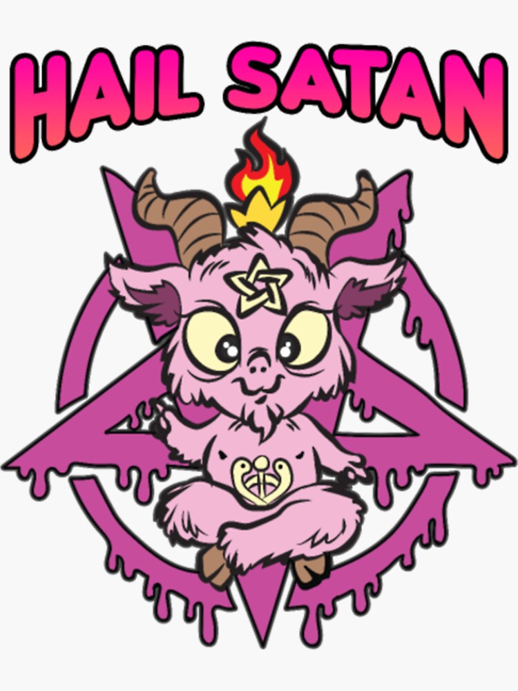 "HAIL SATAN Pink Baphomet Purple Girl Satanic Humor" Sticker for Sale ...