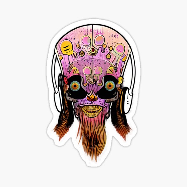"skull with headphone/ human with headphone" Sticker for Sale by ralick ...