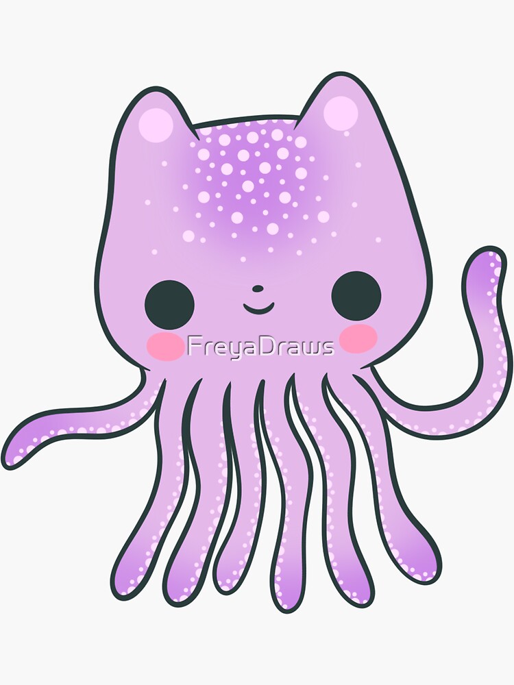 "Kawaii Octocat - Octopus Cat Jelly Fish Kitty" Sticker for Sale by ...