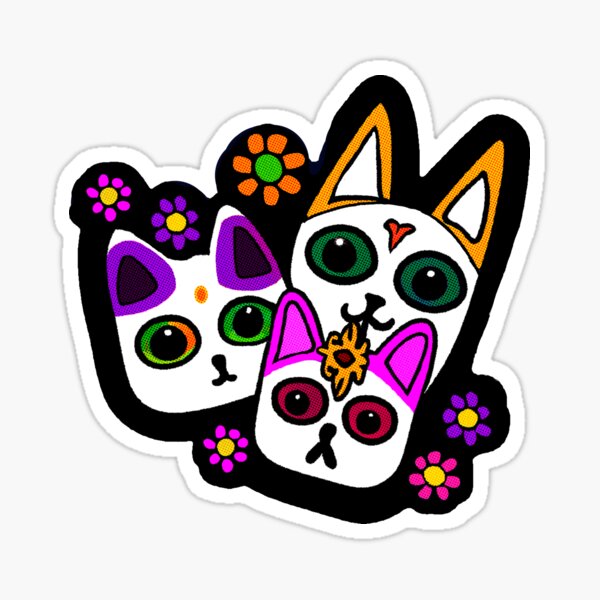 "Day of the Dead, dia de los muertos Creepy Cats" Sticker for Sale by ...