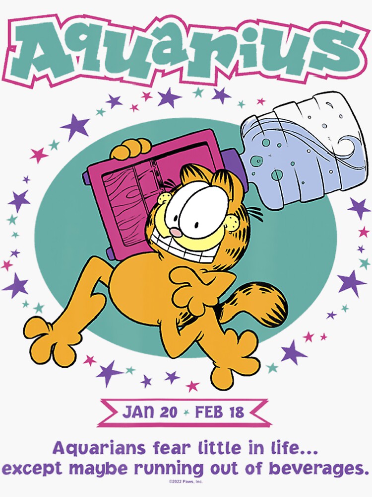 "Garfield Aquarius Zodiac Sign Horoscope Humor " Sticker for Sale by ...
