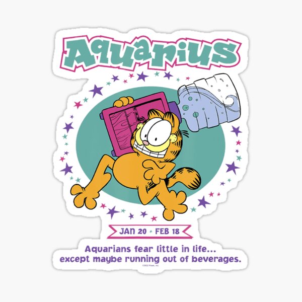 "Garfield Aquarius Zodiac Sign Horoscope Humor " Sticker for Sale by ...
