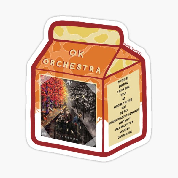 "AJR "Ok Orchestra" Milk Carton" Sticker for Sale by jadesjohnsons ...