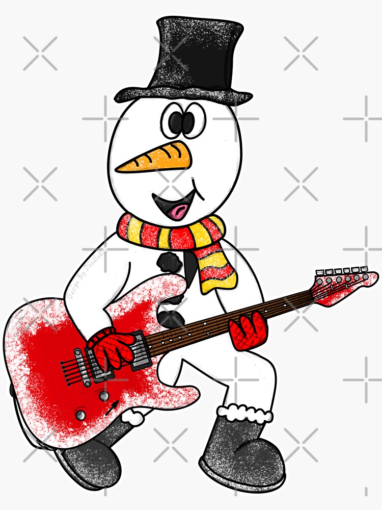 "Christmas Guitarist Snowman Playing Guitar Musician Xmas 2022" Sticker ...