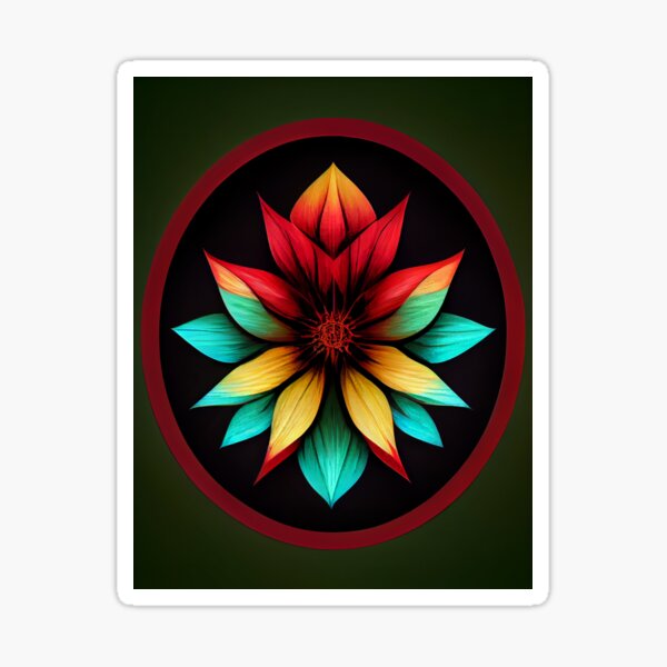 "Red Sky-Blue & Yellow Glowing Mandala Design" Sticker for Sale by Visual-artist24 | Redbubble