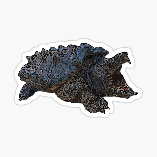 " Alligator Snapping Turtle Black Alternate Design Painting " Sticker ...