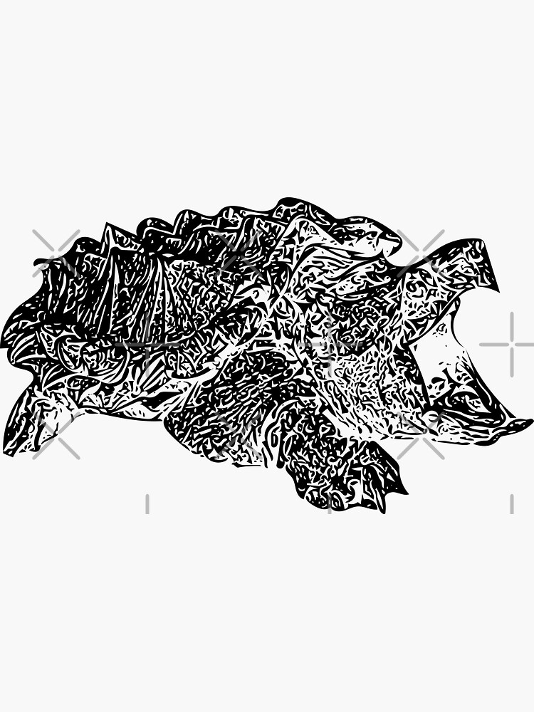 "Alligator Snapping Turtle Black Design Painting " Sticker for Sale by ...