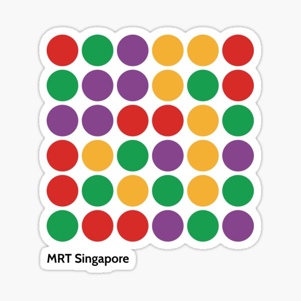 "MRT Singapore metro subway lines travel print poster map" Sticker for ...