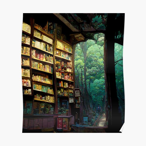 "Magical Bookstore in the Woods" Poster for Sale by candymachine85 ...