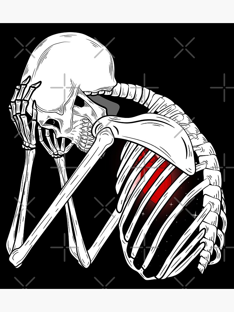 "Sad Skeleton & pain" Poster for Sale by Notfoundartwork | Redbubble