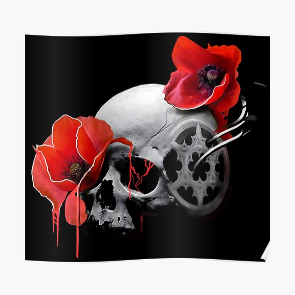"Skull With Poppy " Poster for Sale by Kettattooart | Redbubble