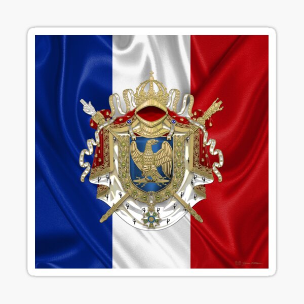 "Greater Coat of Arms of the First French Empire over Flag of France ...