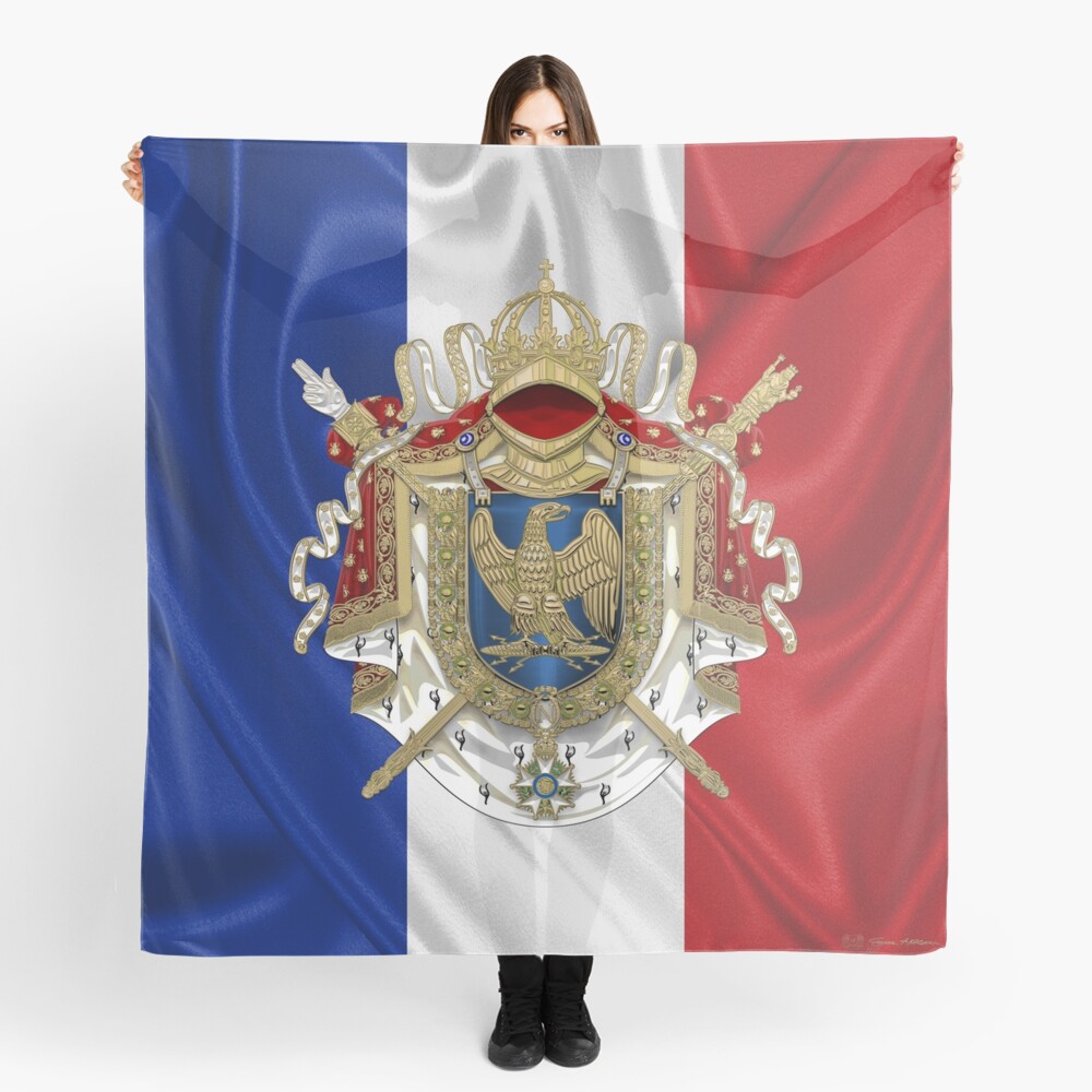 "Greater Coat of Arms of the First French Empire over Flag of France ...
