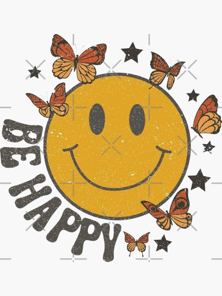 Be Happy Smiley Face Sticker For Sale By Ash Ley Redbubble