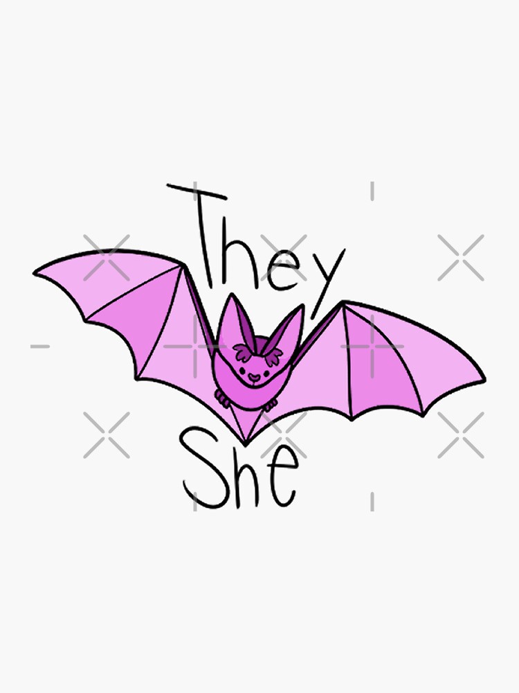 "They/She Bat Pronouns" Sticker for Sale by spadesir | Redbubble