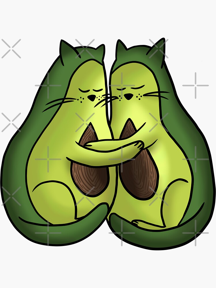 "Avocuddle (avocado cats)" Sticker for Sale by babysnaily | Redbubble