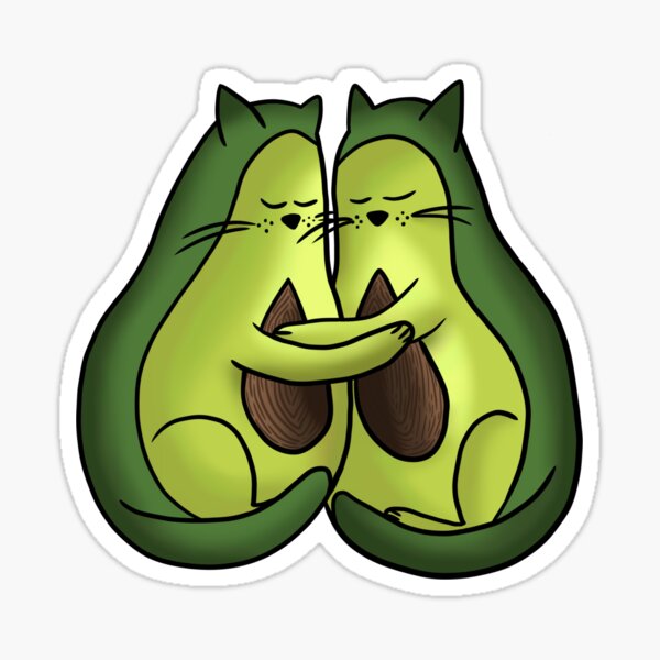 "Avocuddle (avocado cats)" Sticker for Sale by babysnaily | Redbubble
