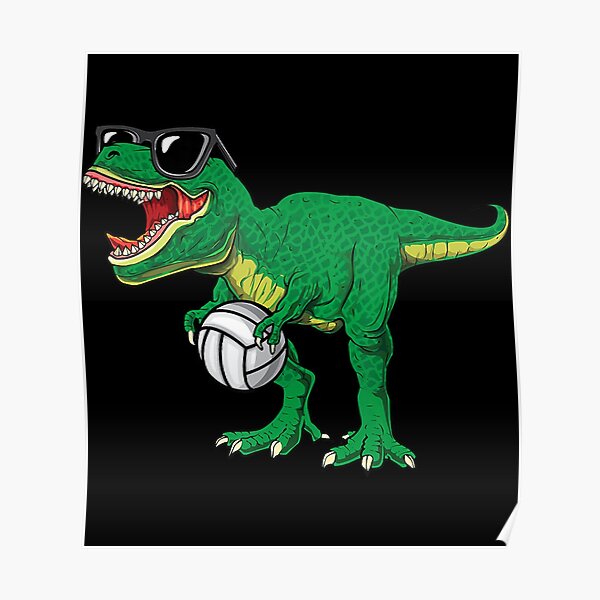 "T Rex Dinosaur Volleyball Player Trex Dino Sticker" Poster for Sale by ...