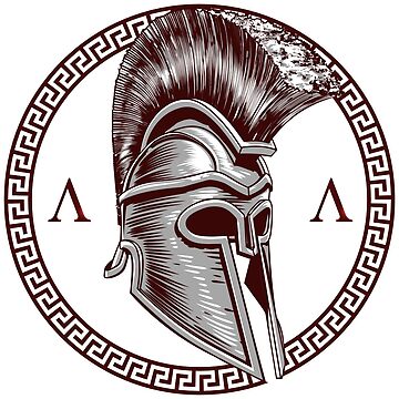"Spartan Helmet Greek Key White Maroon Grey" Art Board Print for Sale ...