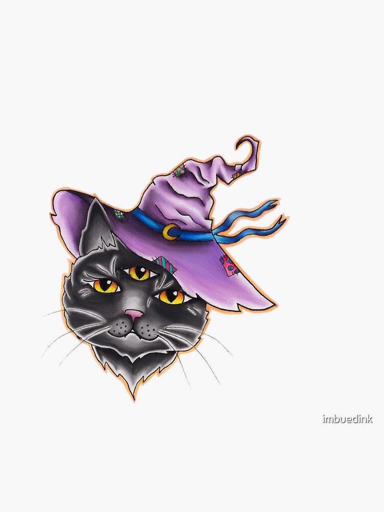"Witchy Cat" Sticker for Sale by imbuedink | Redbubble