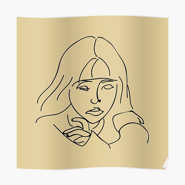 "Minimalist line art | sad girl | line artwork" Poster for Sale by ...