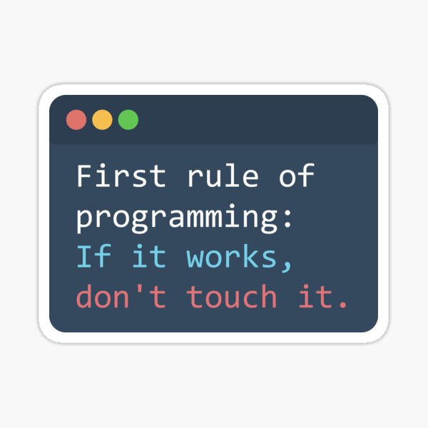 "First Rule of Programming" Sticker for Sale by NabilsDesign | Redbubble
