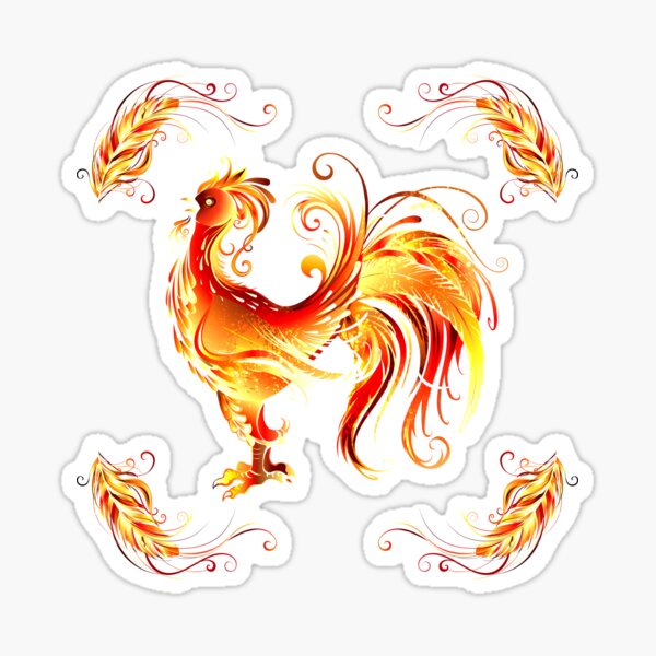 "Fire Rooster " Sticker for Sale by CreativeMagi | Redbubble