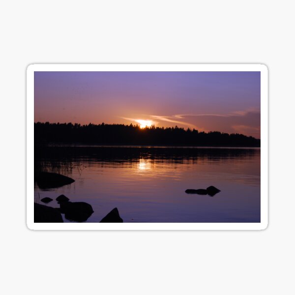 "Sunset over lake" Sticker for Sale by Pixi-Spit | Redbubble