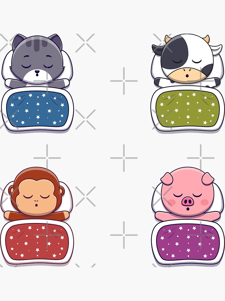 "cute sleeping animals stickers pack" Sticker for Sale by Sticker ...
