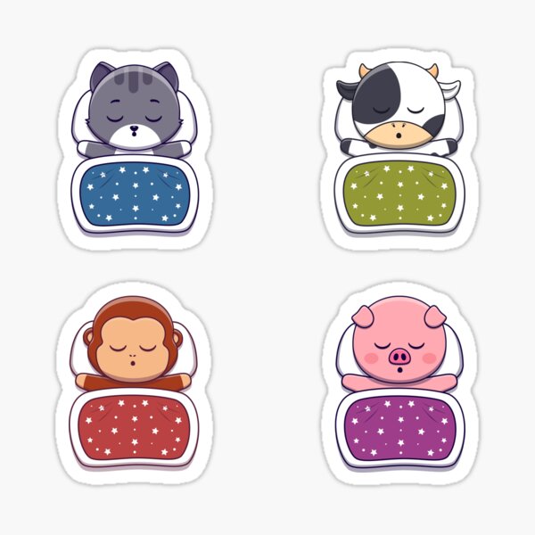 "cute sleeping animals stickers pack" Sticker for Sale by Sticker ...