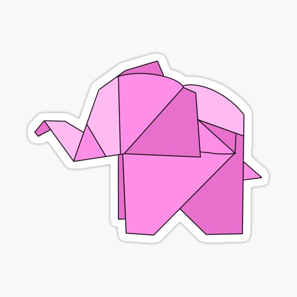 "Pink origami elephant " Sticker for Sale by CalliesArt | Redbubble