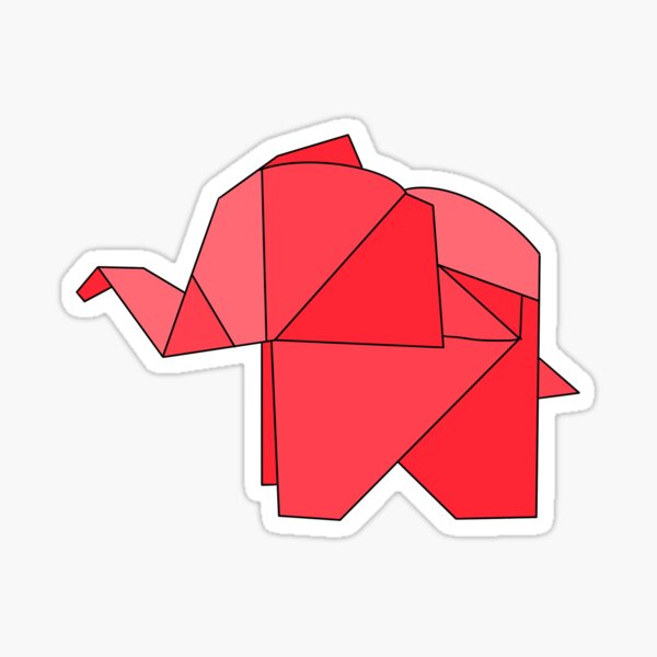 "Red origami elephant " Sticker for Sale by CalliesArt | Redbubble