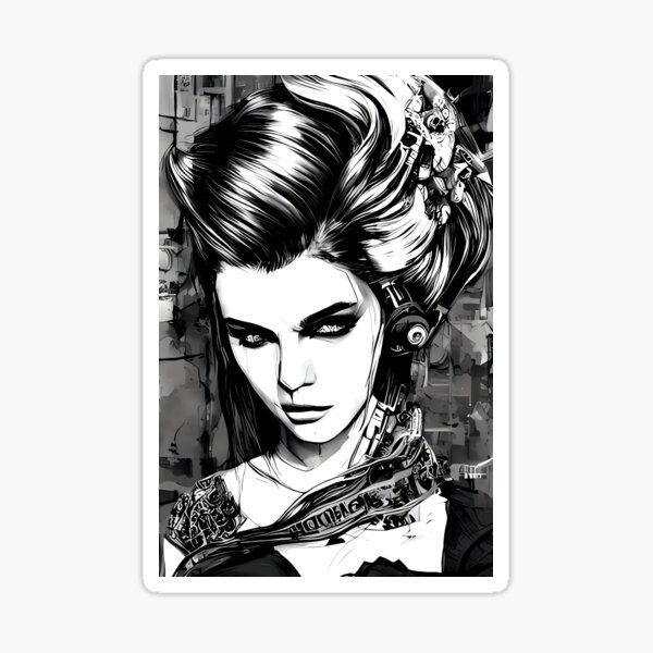 "Freya IN vintage ink cyberpunk Style" Sticker for Sale by ...
