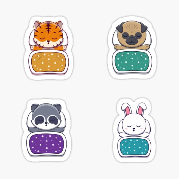"Cute sleeping animals sticker pack" Sticker for Sale by Sticker-Palace ...