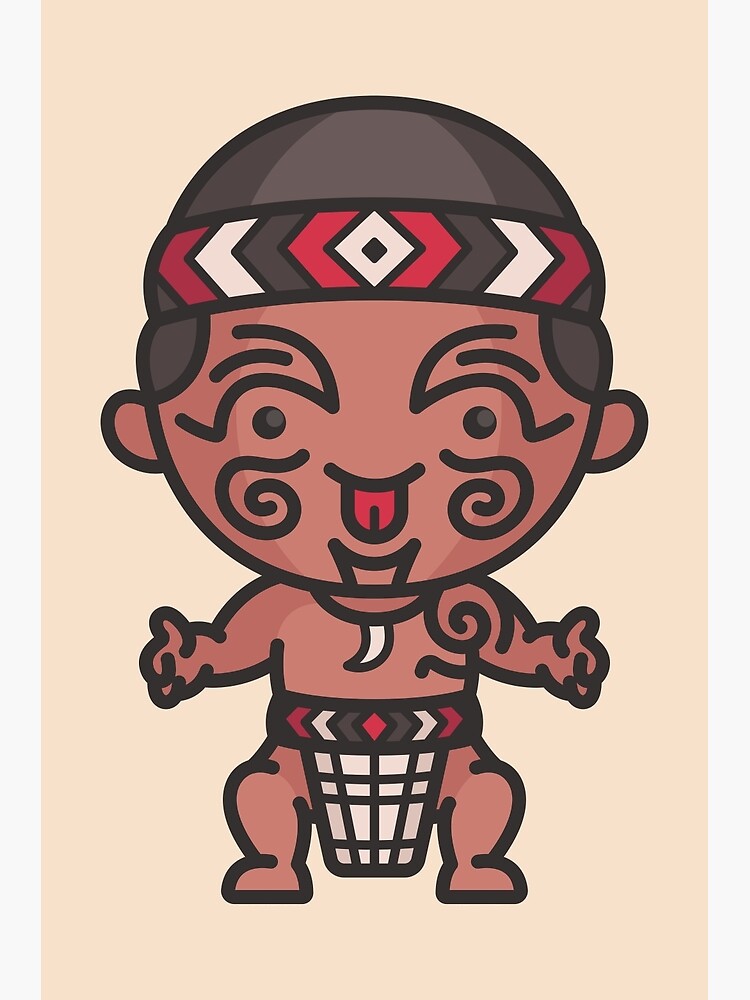Maori Cartoon Easy Coloring Cartoon Character From New Zealand Dressed