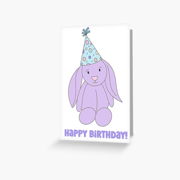 "Purple Jellycat Bunny Birthday Card" Greeting Card for Sale by Anna ...