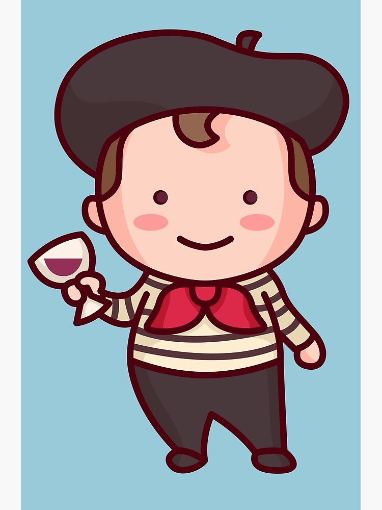 "Kawaii Cute French Parisian Man Cartoon" Poster for Sale by ...