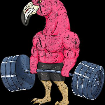 "Vintage Flamingo Weightlifting Bodybuilder Muscle Fitness" Sticker for ...