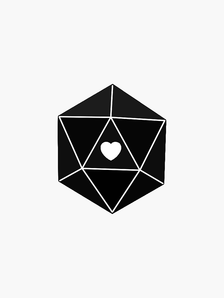 "Dungeons and Dragons Heart D20 - Black" Sticker for Sale by lemon-mum ...