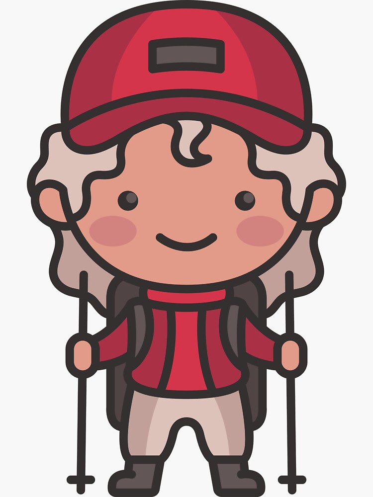 "Kawaii Cute Mountain Hiker Cartoon" Sticker for Sale by TwoTenDesign ...