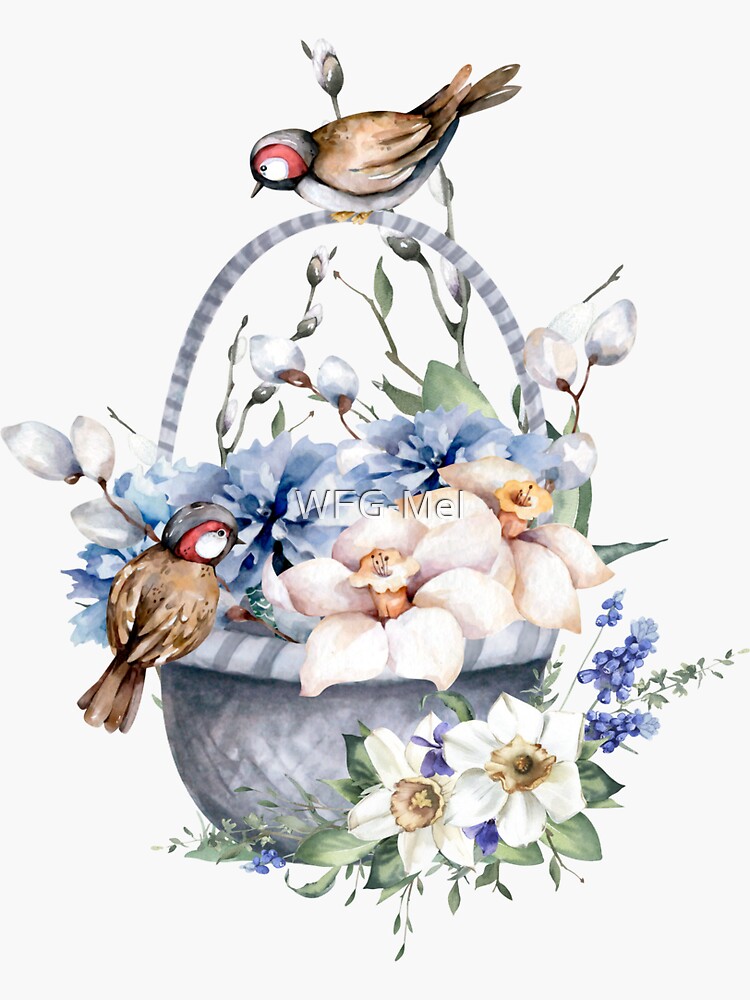 " Bird basket" Sticker for Sale by WFG-Mel | Redbubble