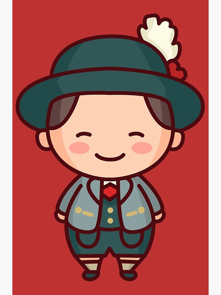 "Kawaii Cute German Alpine Boy Cartoon" Poster for Sale by TwoTenDesign ...