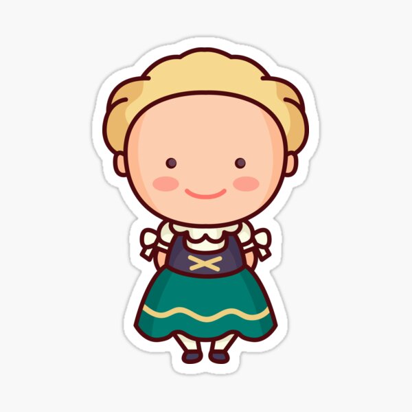 "Kawaii Cute Traditional German Girl Cartoon" Sticker for Sale by ...